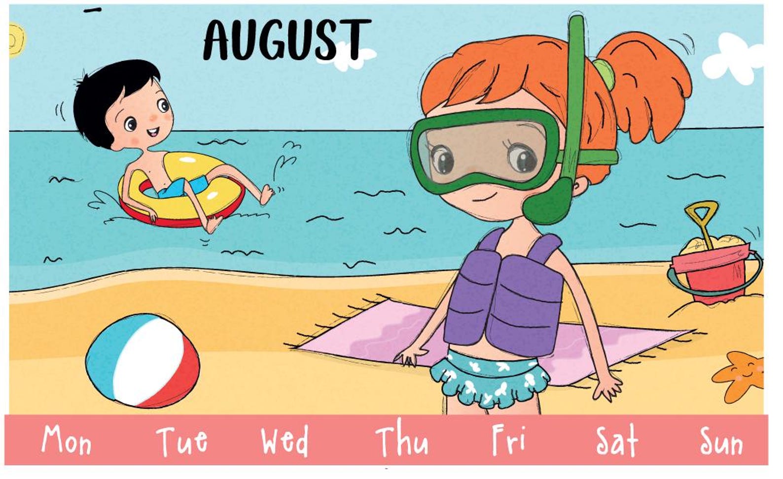 Printable Calendars, Undated Printable Kids Calendars, Watercolor ...