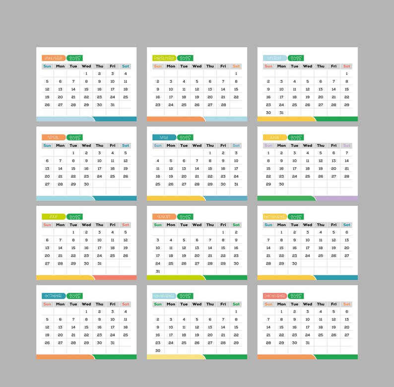 2025 Printable Calendar, Printable Monthly Calendar, Printable Calendar ...