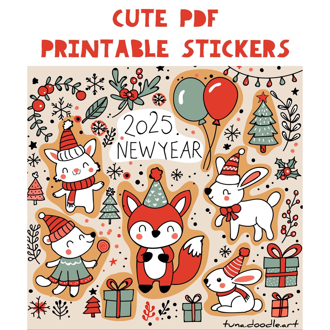Cute New Year Digital Sticker 2025 | Goodnotes Digital Planner Sticker ...