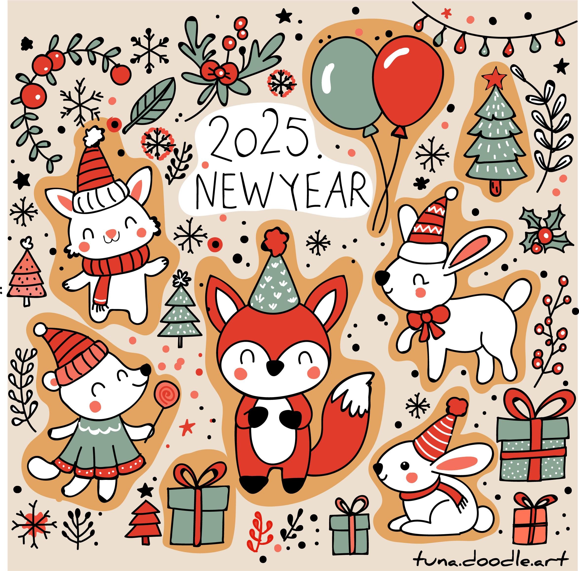 Cute New Year Digital Sticker 2025 | Goodnotes Digital Planner Sticker ...