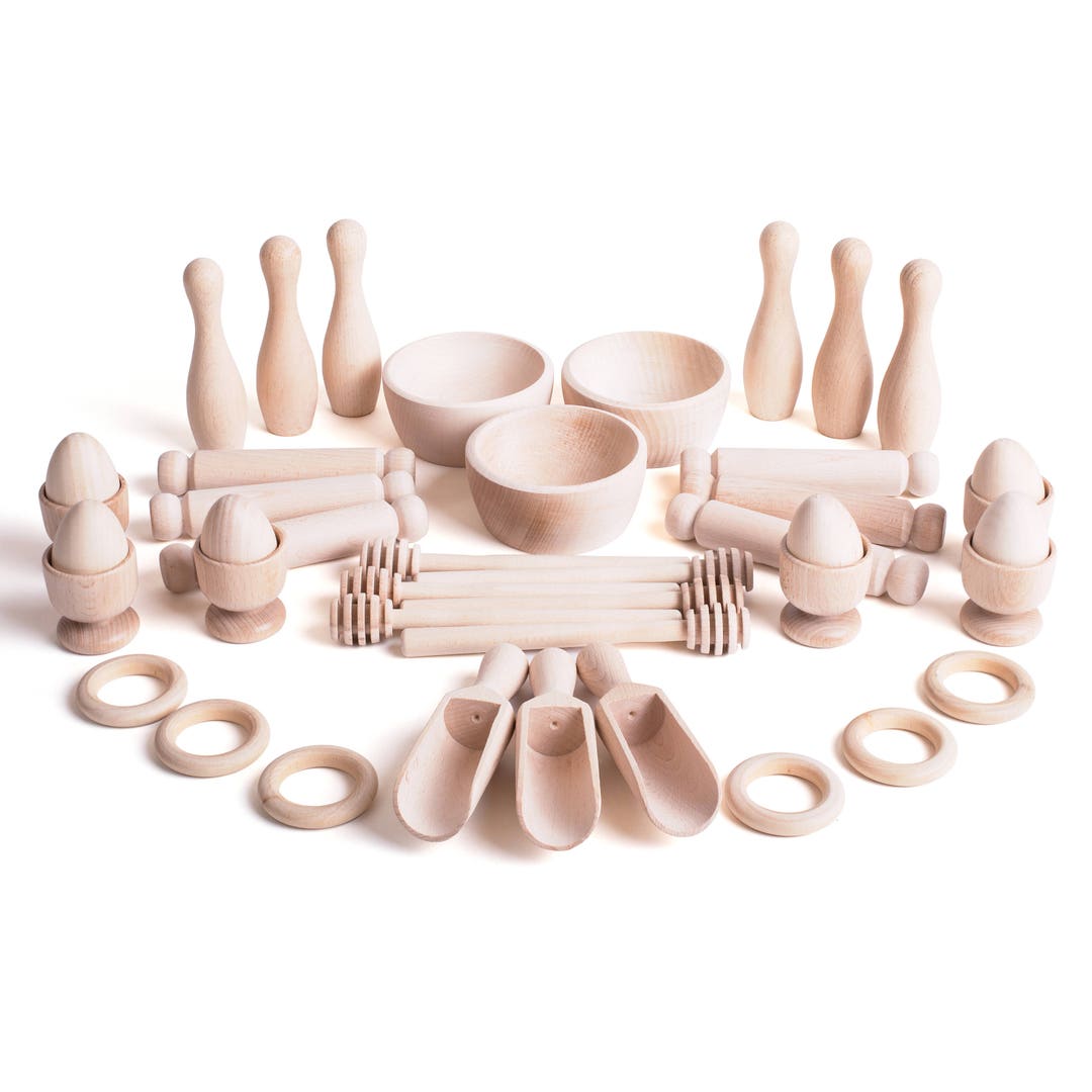 Wooden Collection - Treasure Basket EYFS Learning Resource Montessori ...