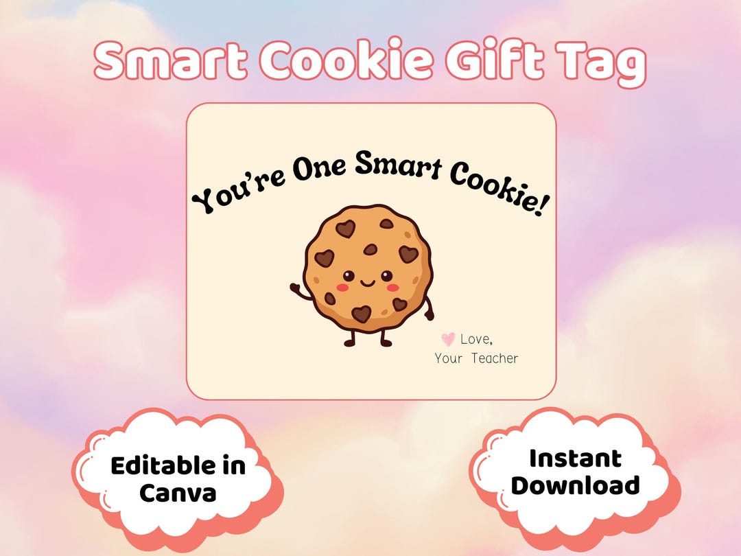 Smart Cookie Gift Tag, Editable Canva Template (digital Download) - Etsy