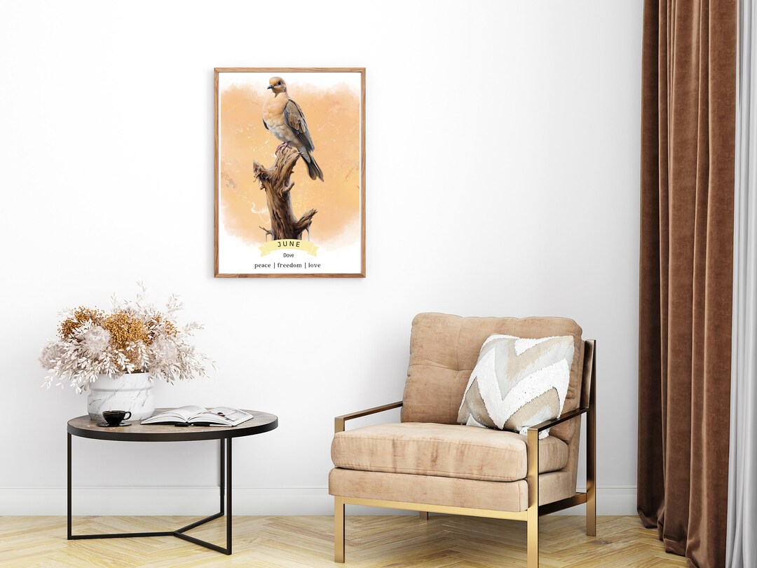 Birth Month Animal Printable Wall Art, JUNE Birth Animal DOVE, June ...