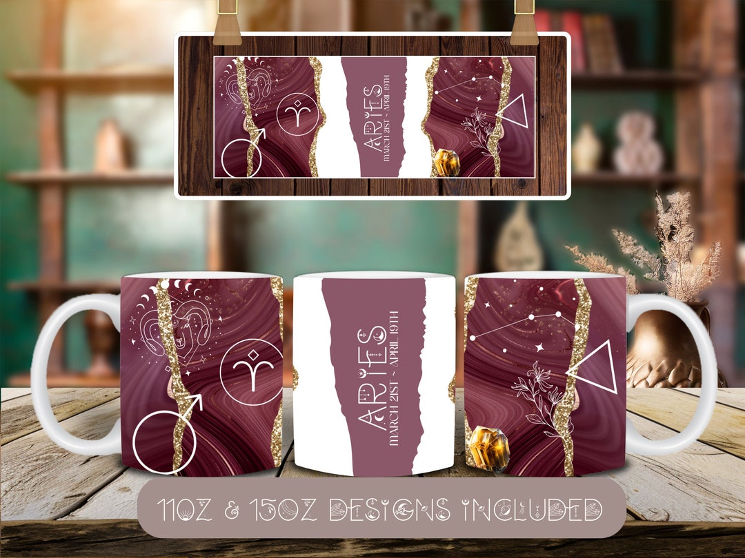 Aries Zodiac Mug Wrap PNG, Astrology Sign, Constellation, Zodiac Sign ...