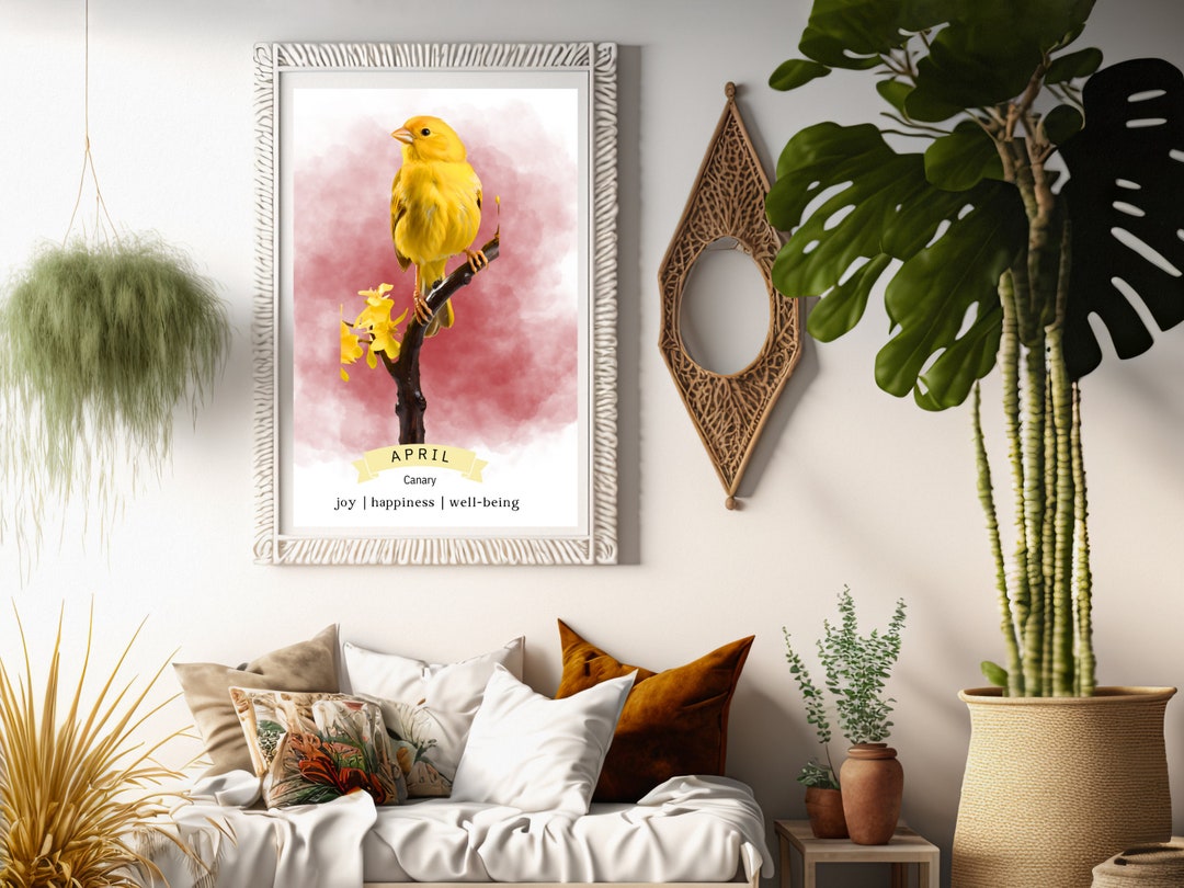 Birth Month Animal Printable Wall Art, APRIL Birth Animal CANARY April ...