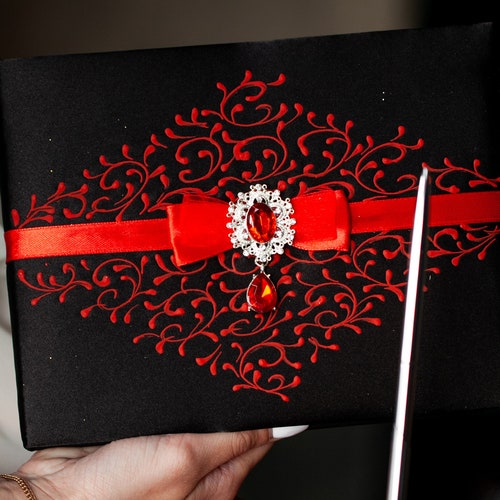 Wedding Guests Book Red and Black Weddings Personalized Guest - Etsy