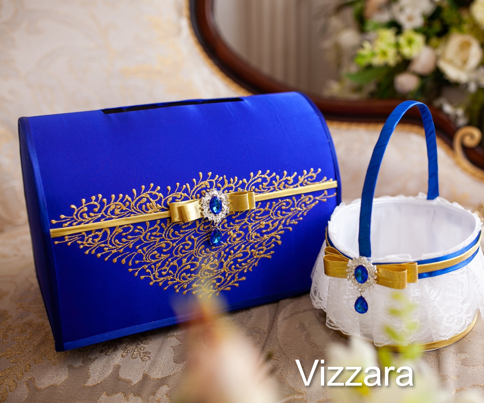 Wedding Guest Book Royal Blue and Gold Wedding Personalized - Etsy