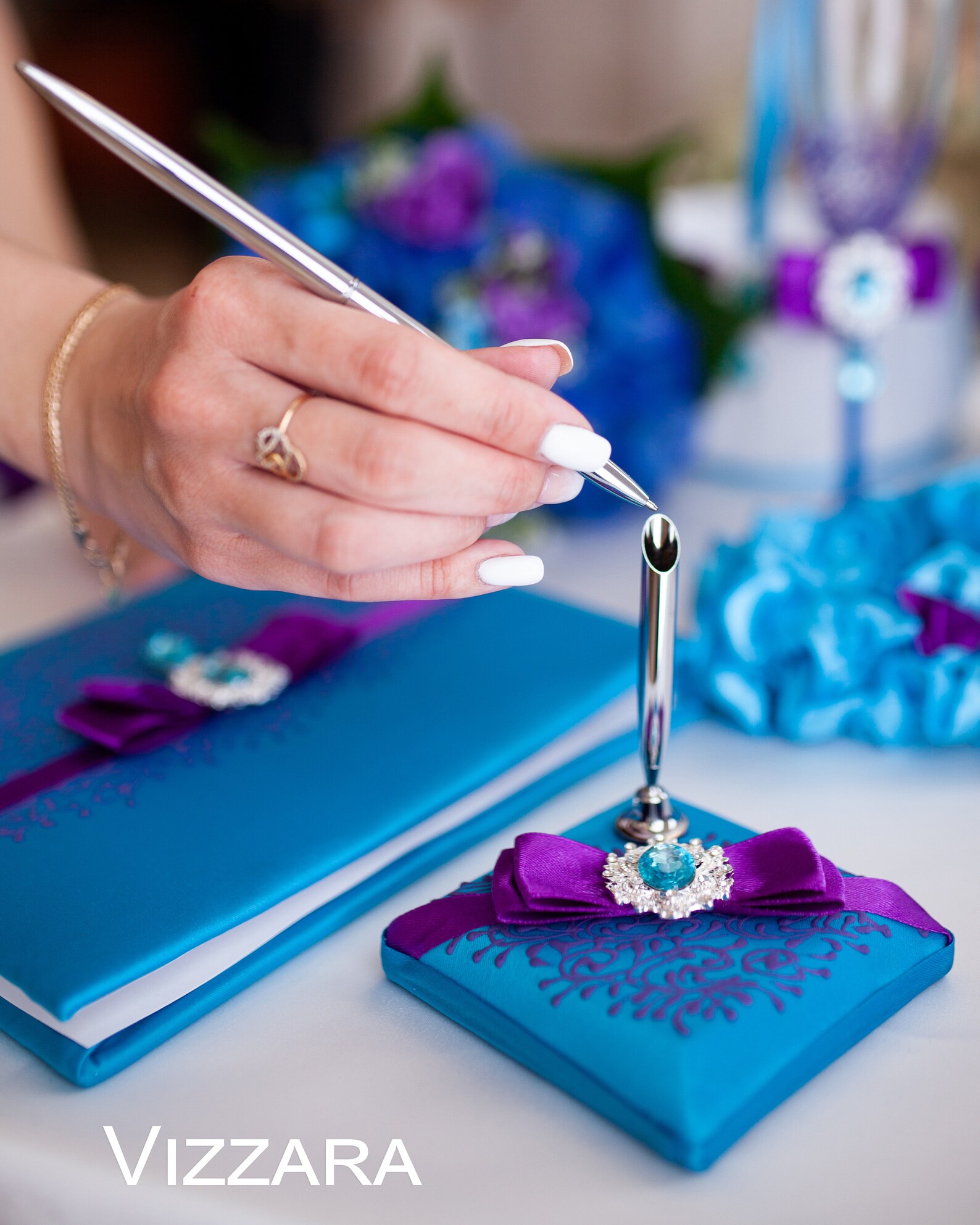 Unity Candles Set of 3 Turquoise and Purple Weddings | Etsy