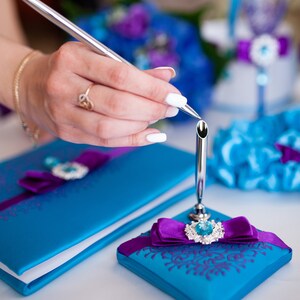 Unity Candles Set of 3 Turquoise and Purple Weddings | Etsy