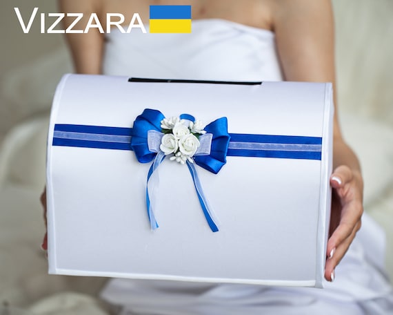 Wedding Card Box White and Royal Blue Weddings Personalized - Etsy