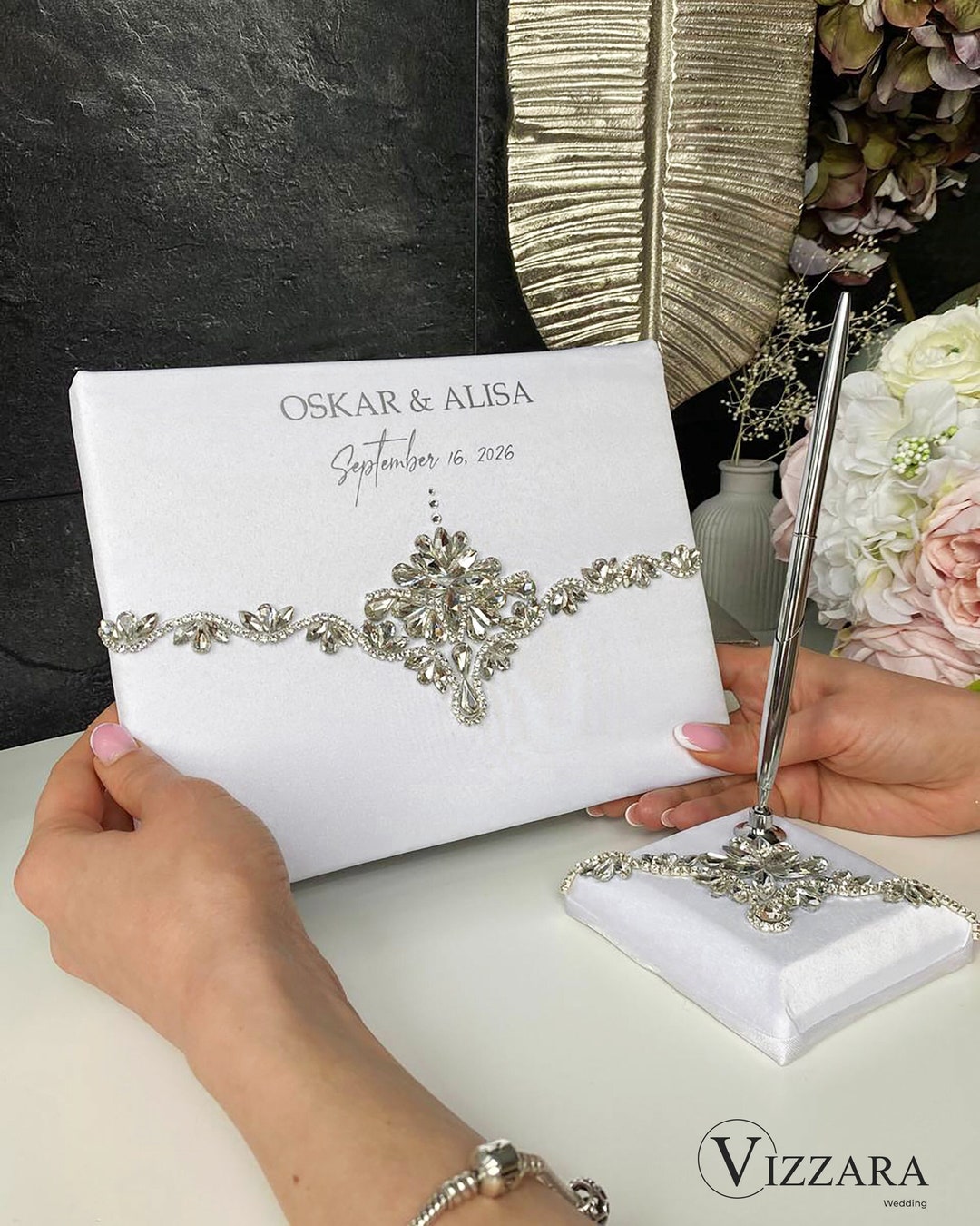 Guest Book White Wedding, Personalized Book, Wedding Guest Book White ...