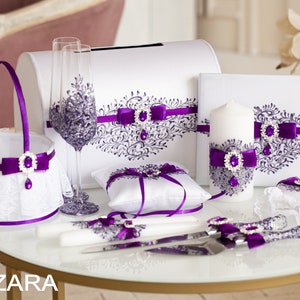 Card Box Wedding White and Purple Weddings Personalized Box Wedding ...