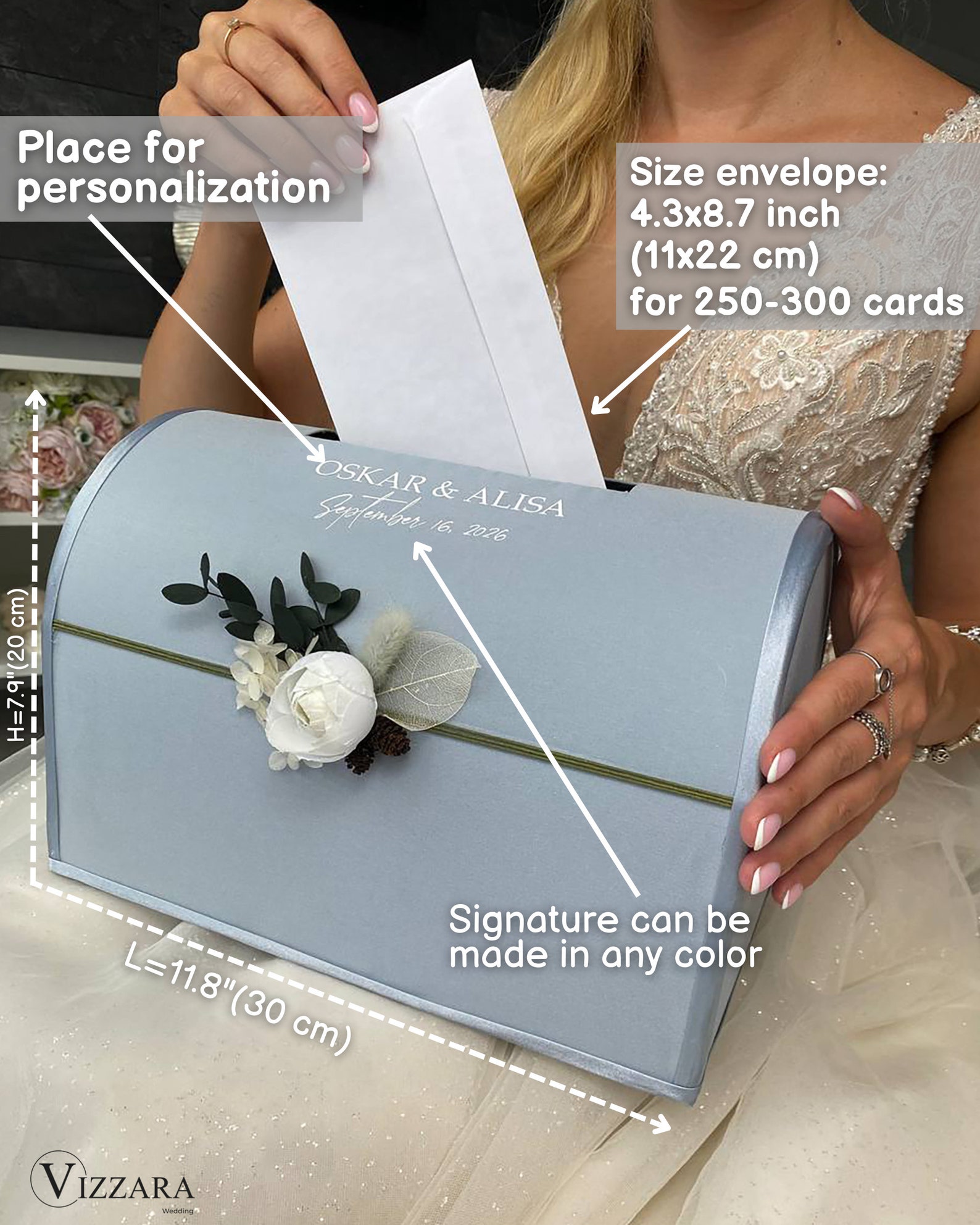 Card Box Wedding Dusty Blue Wedding, Personalized, Wedding Card Box ...