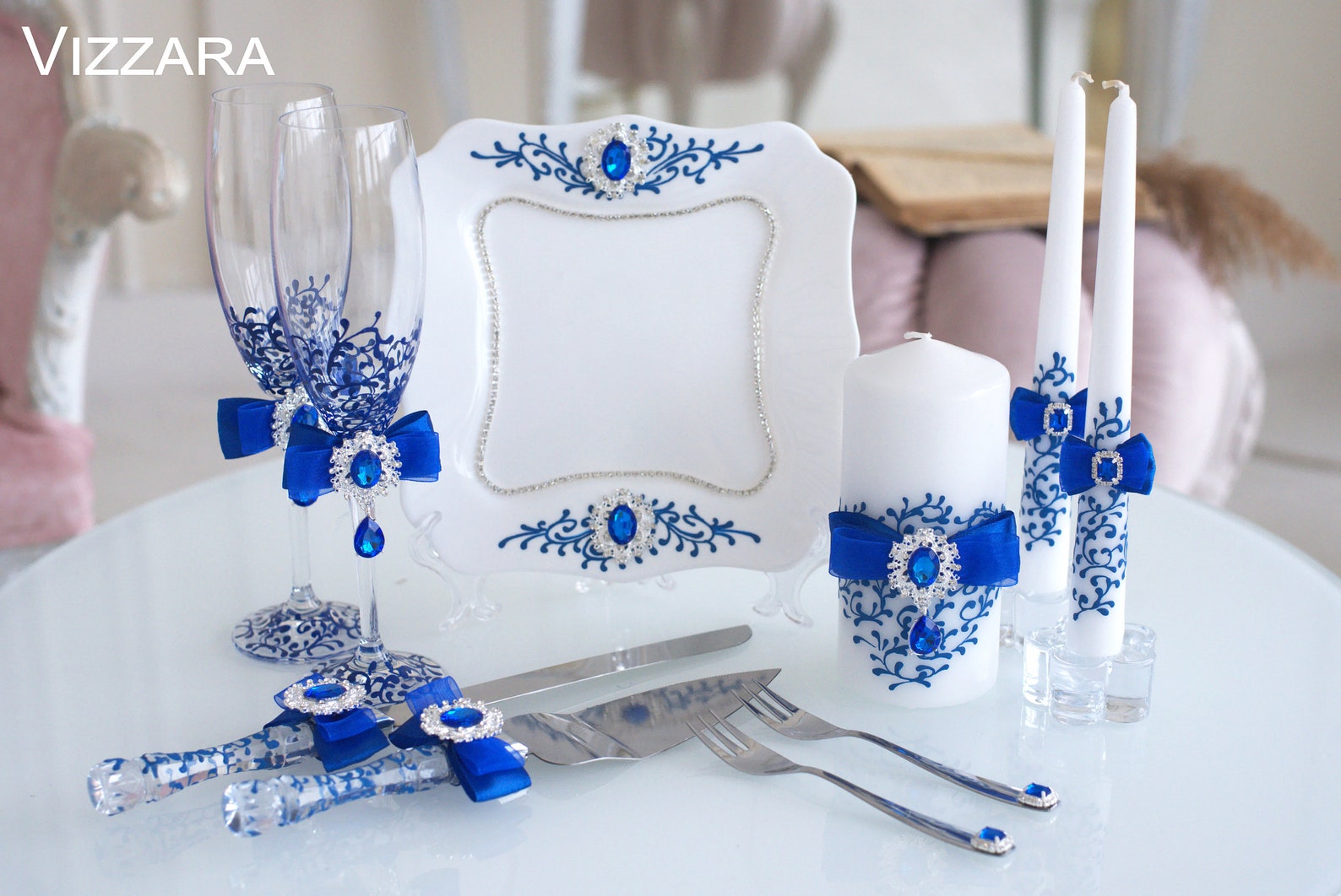 Box Wedding Card White and Royal Blue Weddings Personalized Card Box ...