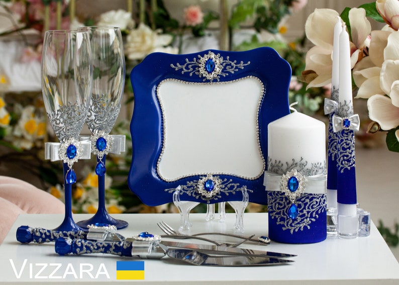 Weddings Plate Royal Blue and Silver Personalized Plates for | Etsy