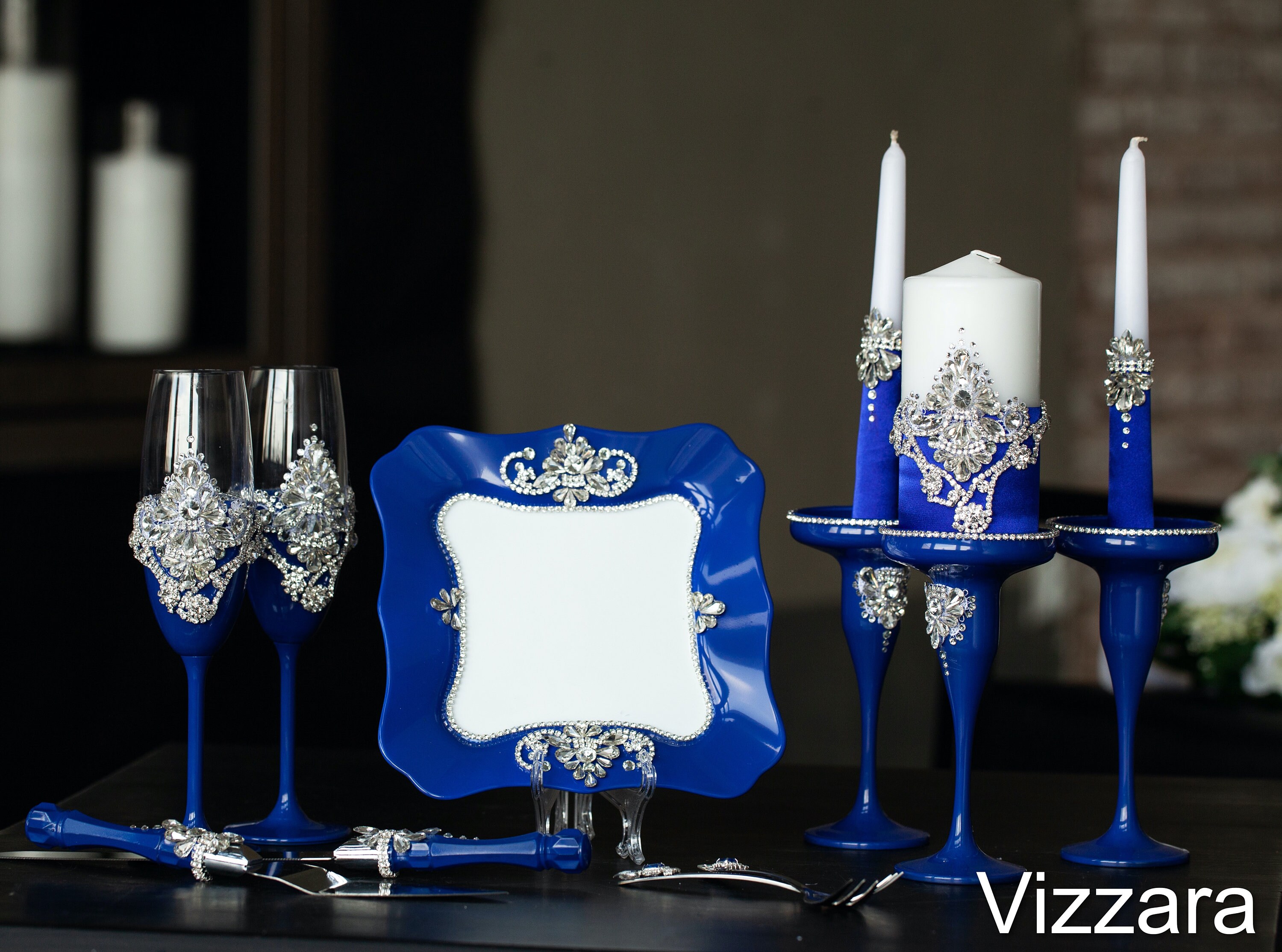 Plate wedding Personalized Royal blue weddings Toasting | Etsy