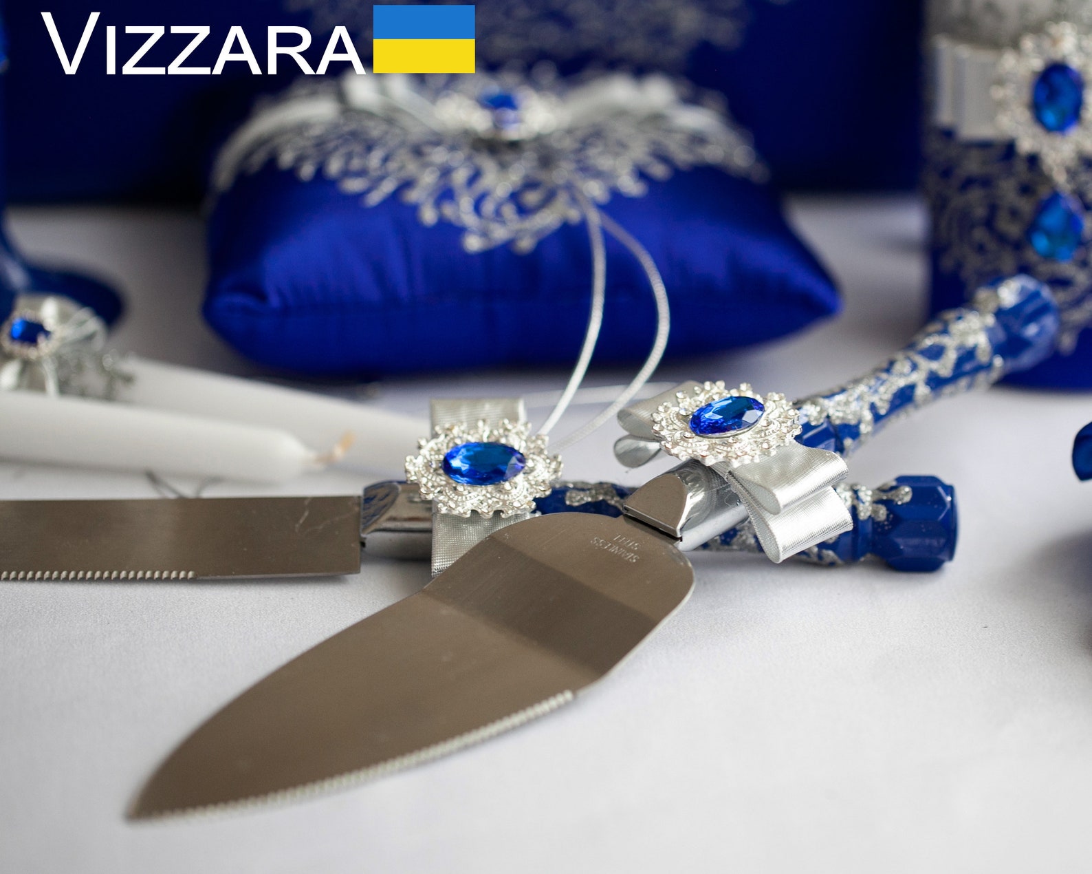 Cake Servers Royal Blue Weddings Cake Servers Sets - Etsy