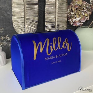 Wedding Card Box Royal Blue and Gold Wedding, Personalized, Card Box ...