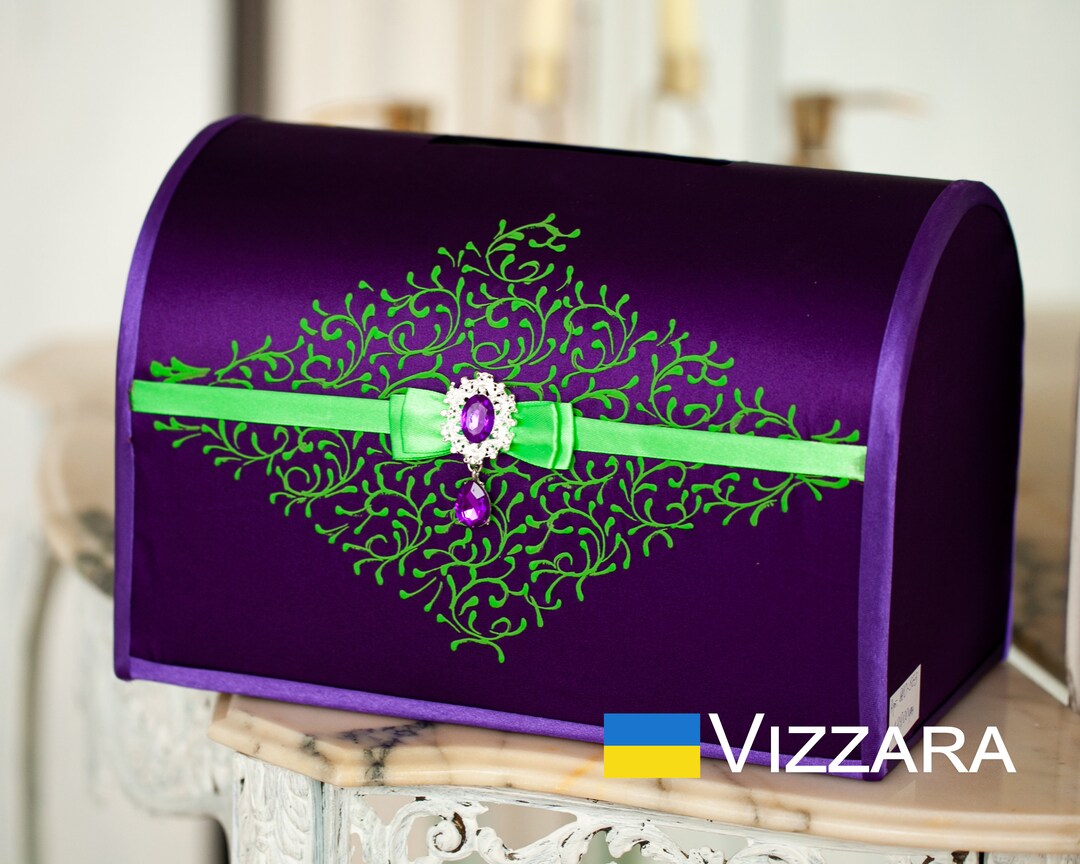 Wedding Card Box Purple and Green Weddings Personalized Card Box ...