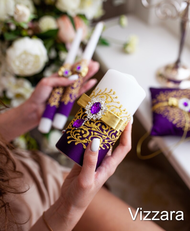 Wedding Garters Set of 2 Purple and Gold Weddings Garters for - Etsy