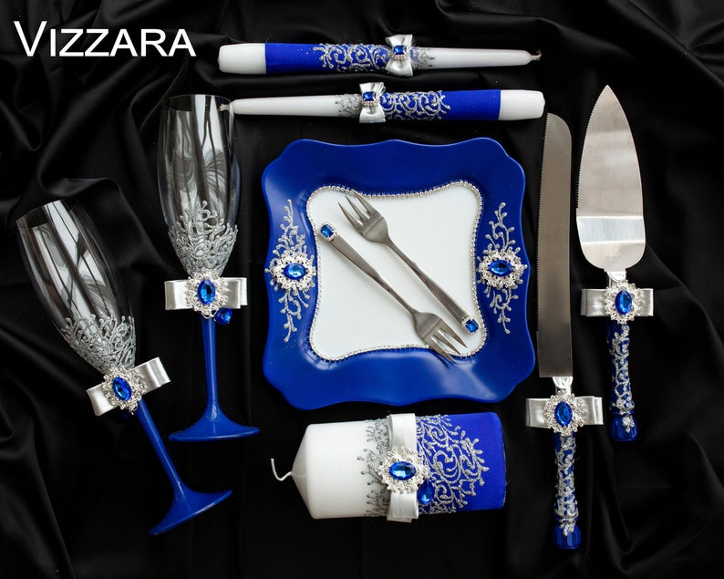 Cake Servers Royal Blue Weddings Cake Servers Sets - Etsy