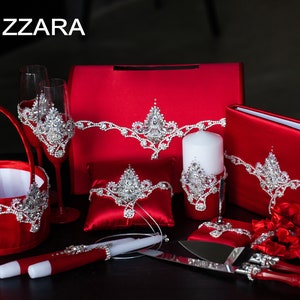 Unity Candles Set of 3 Red Wedding Unity Candle Weddings Personalized ...