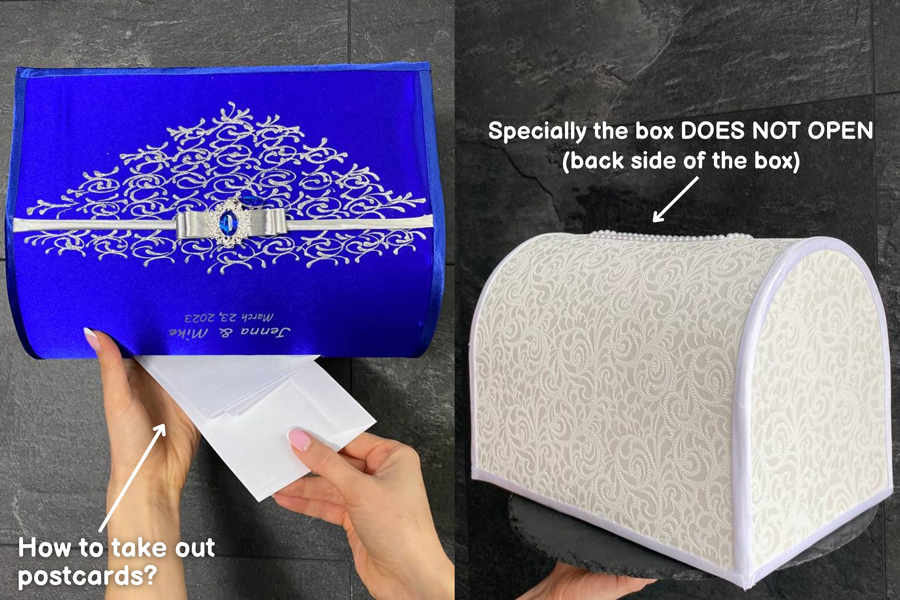 Wedding Card Box Royal Blue and Silver Wedding, Personalized, Card Box ...
