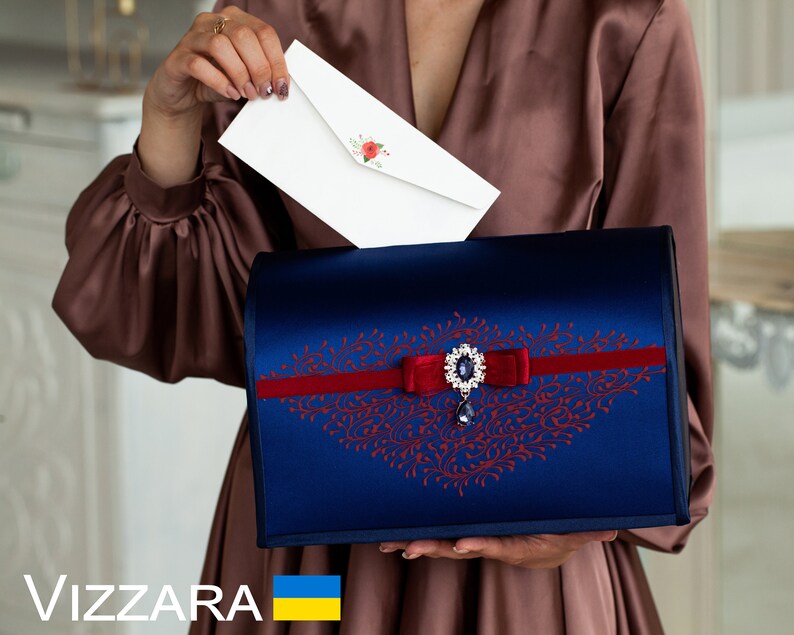 Сard Box Wedding Navy Blue and Burgundy Weddings Personalized Wedding ...