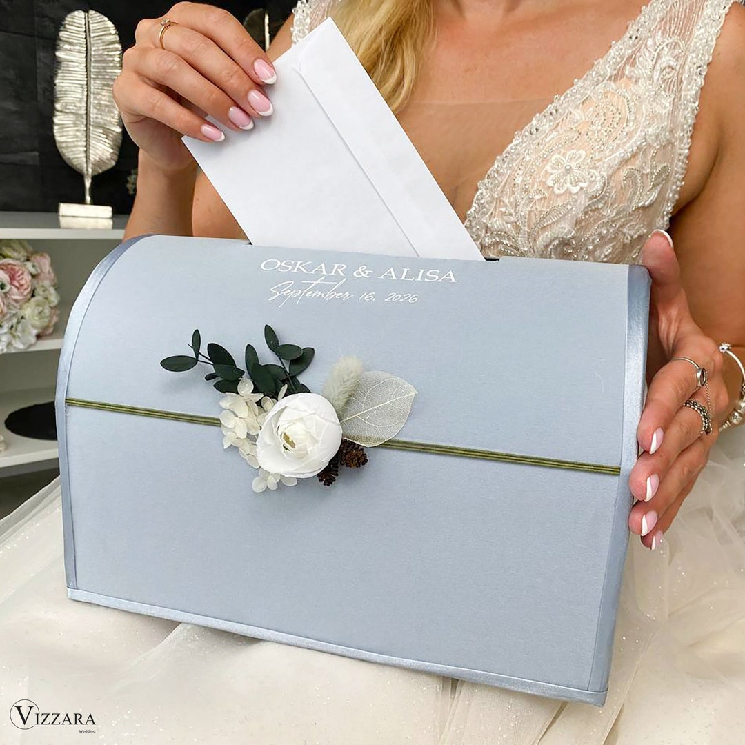 Wedding Box Dusty Blue Wedding, Personalized Box, Money Box Dusty Blue ...