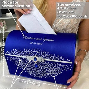 Card Box Royal Blue and Silver, Personalized, Wedding Card Box Royal ...