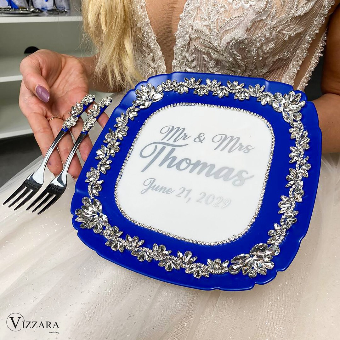 Wedding Plate Royal Blue Wedding, Cake Plate Royal Blue Wedding ...