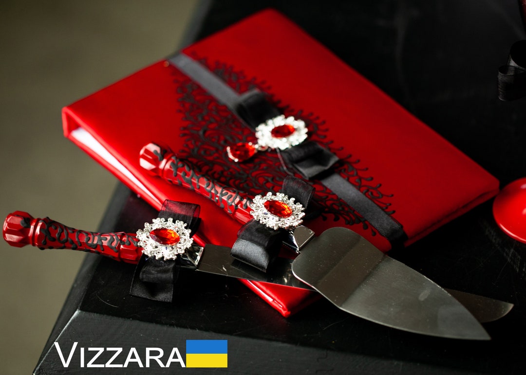 Wedding Guests Book Red and Black Weddings Personalized Guest Books ...