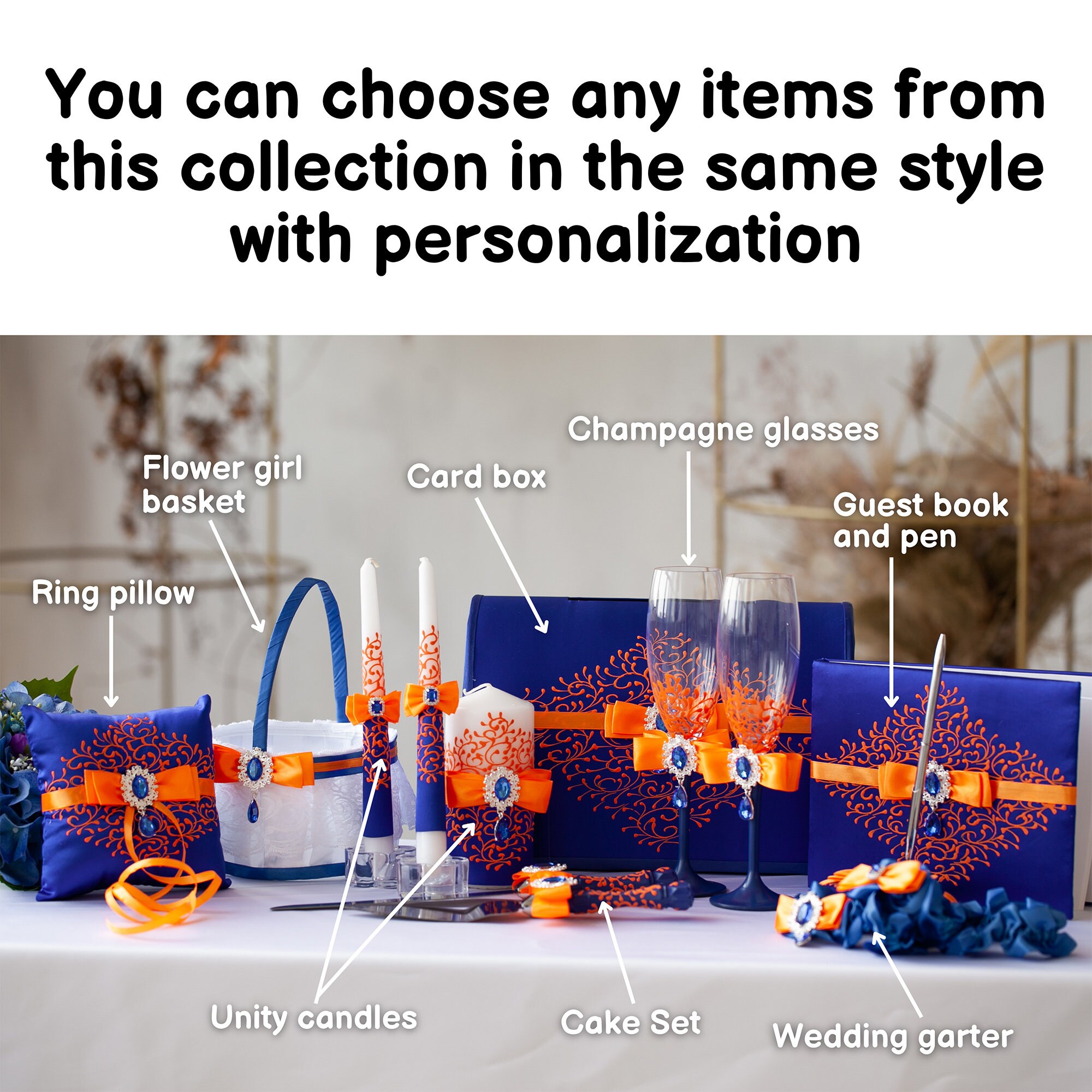 Wedding Plate Royal Blue and Orange Wedding, Personalized Plate, Cake ...