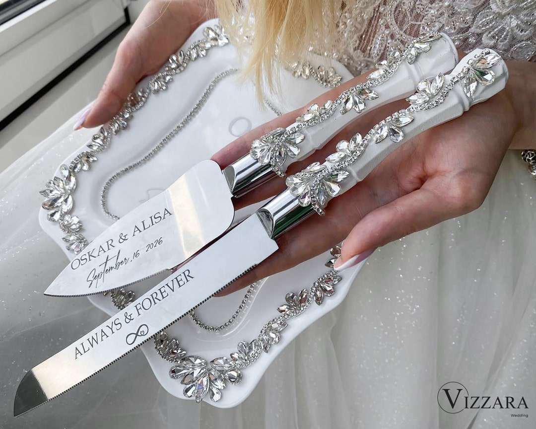 Wedding Cake Cutting Set White Wedding, Personalized, Cake Server ...