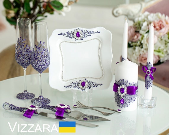 Plates for Weddings White and Purple Weddings Personalized - Etsy