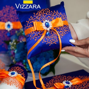 Wedding Plate Royal Blue and Orange Wedding, Personalized Plate, Cake ...