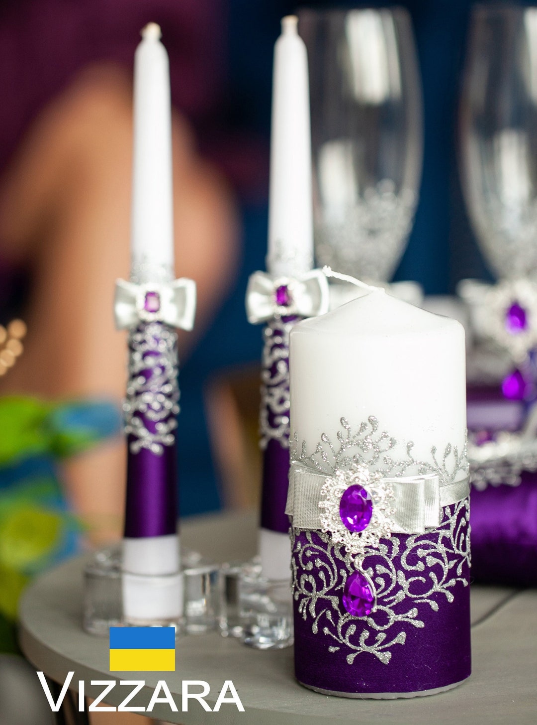 Purple unity candle set store