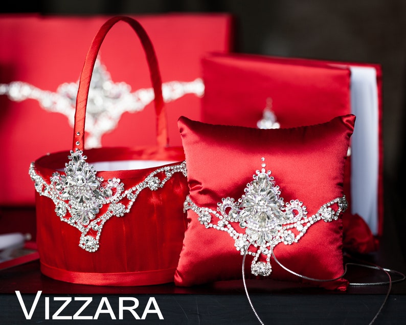 Red Weddings Set Guest Books Weddings Red Wedding Ring Bearer - Etsy