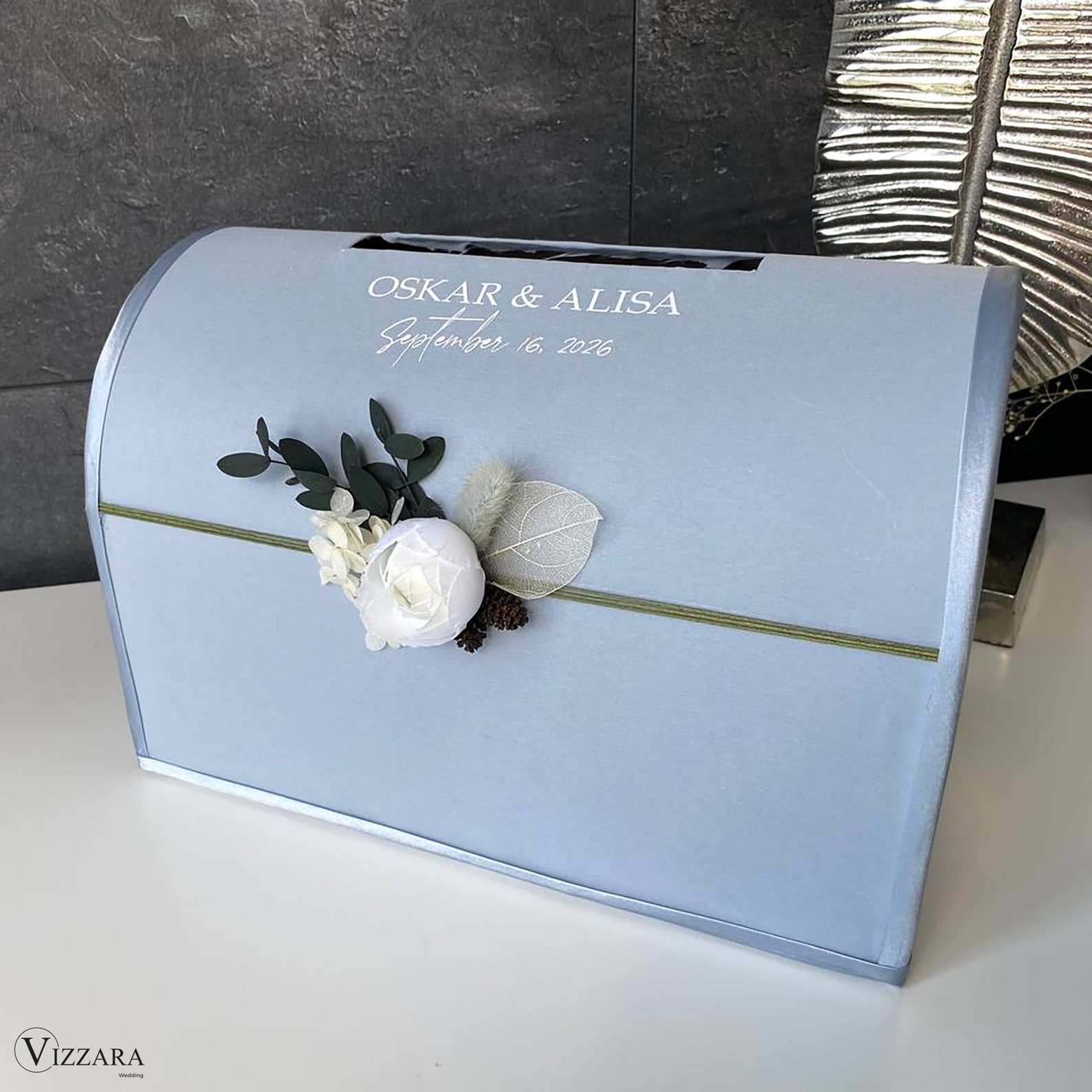 Card Box Wedding Dusty Blue Wedding, Personalized, Wedding Card Box ...