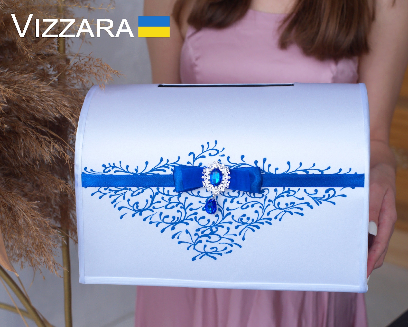 Box Wedding Card White and Royal Blue Weddings Personalized Card Box ...
