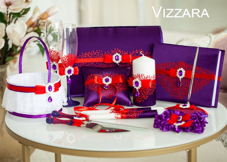 Wedding Guests Book Purple and Red Weddings Personalized Guest - Etsy