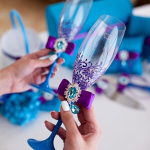 Unity Candles Set of 3 Turquoise and Purple Weddings Personalized ...