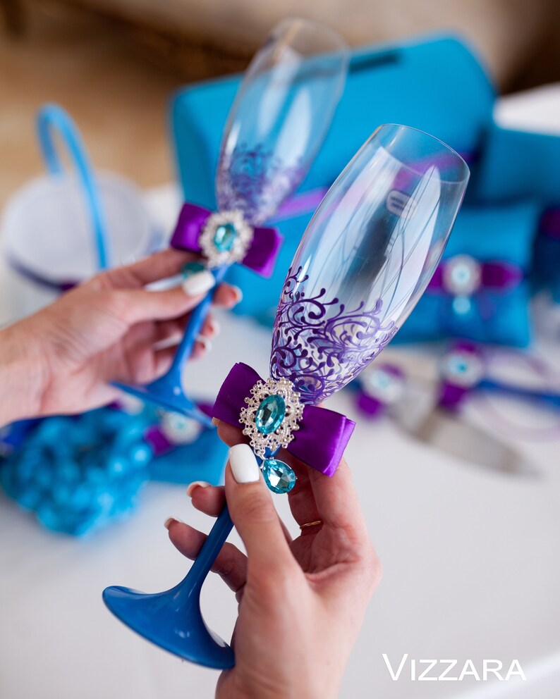 Unity Candles Set of 3 Turquoise and Purple Weddings | Etsy