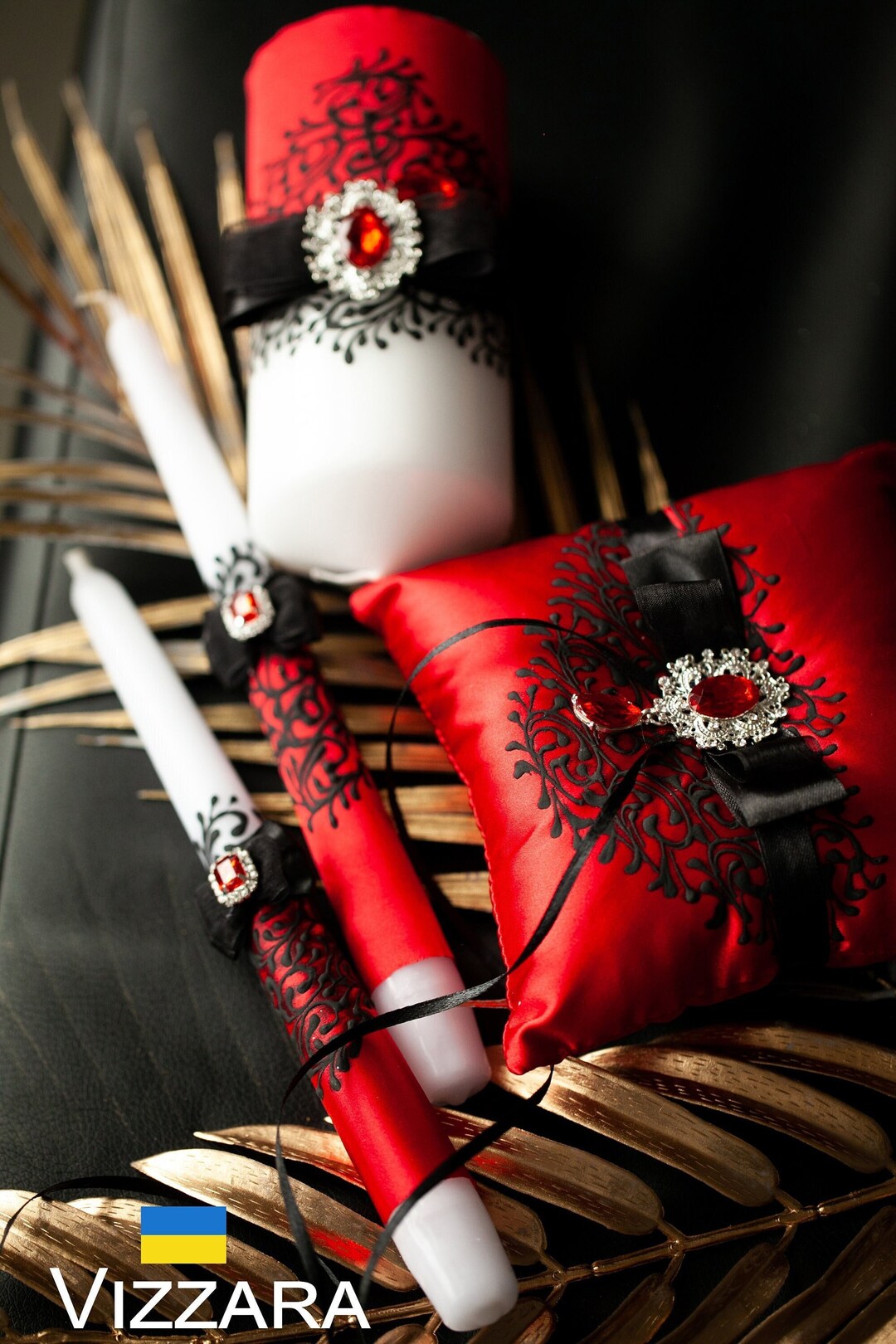 Unity Candles Set of 3 Red and Black Weddings Personalized Unity ...