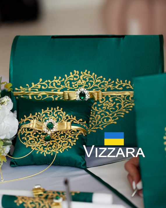 Card Box Wedding Emerald Green and Gold Weddings Box Wedding | Etsy