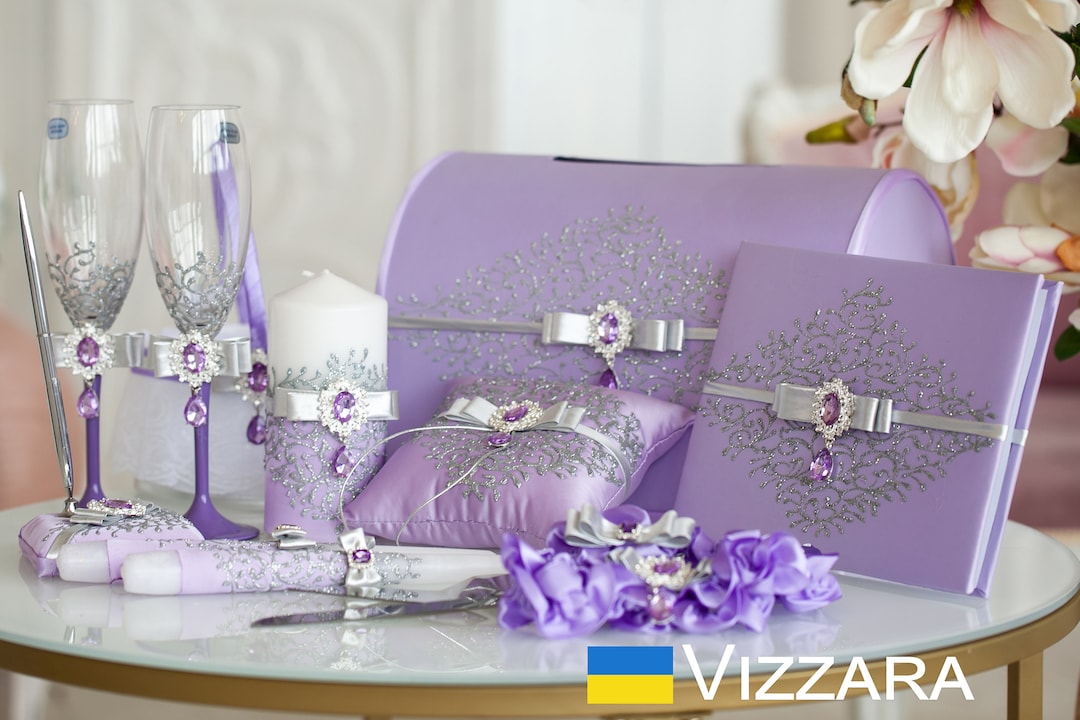 Lavender and Silver Wedding, Wedding Set, Guest Book Lavender Wedding ...