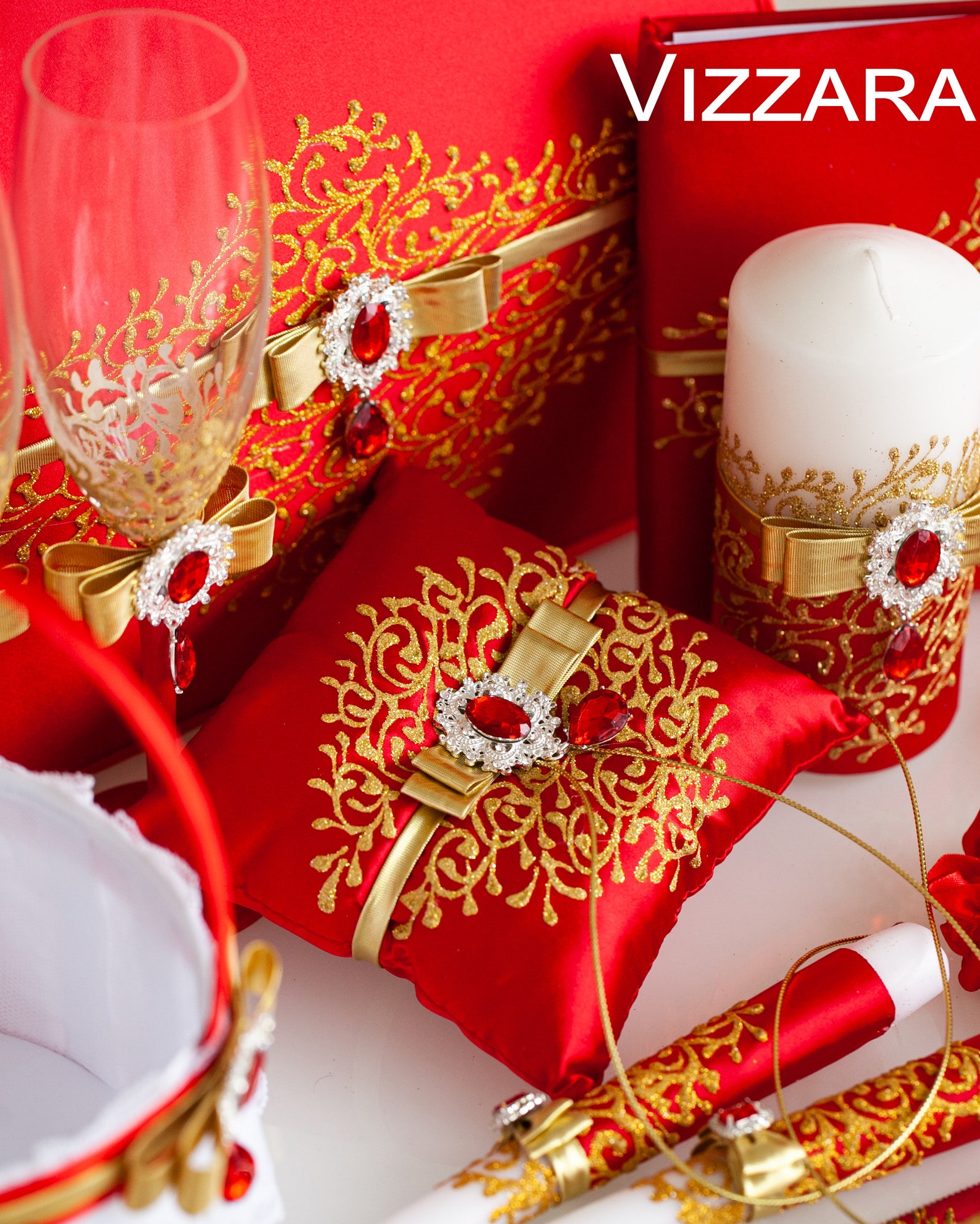 Wedding Guests Book Red and Gold Weddings Personalized Guest - Etsy