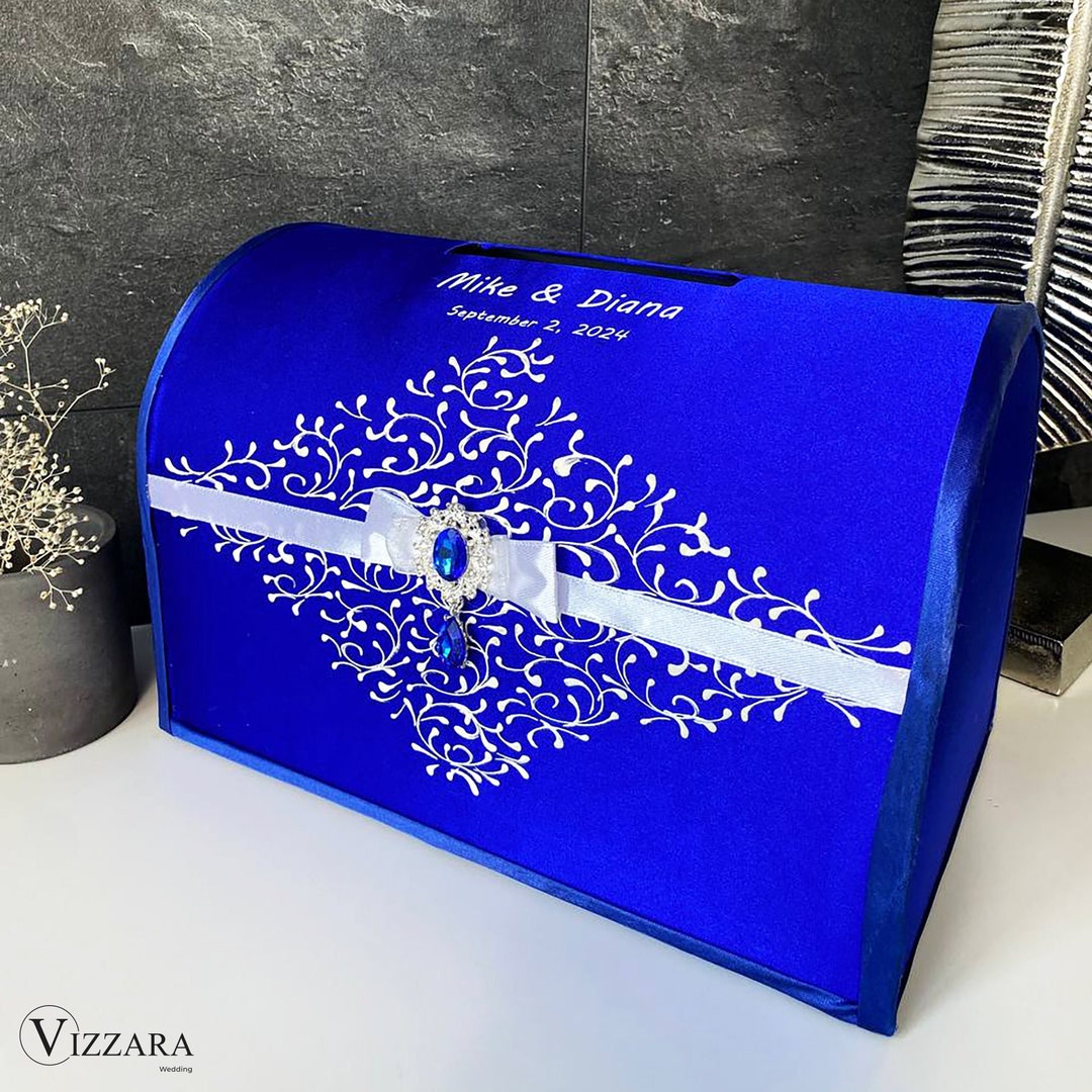 Wedding Box Royal Blue and White Wedding, Card Box Royal Blue Wedding ...