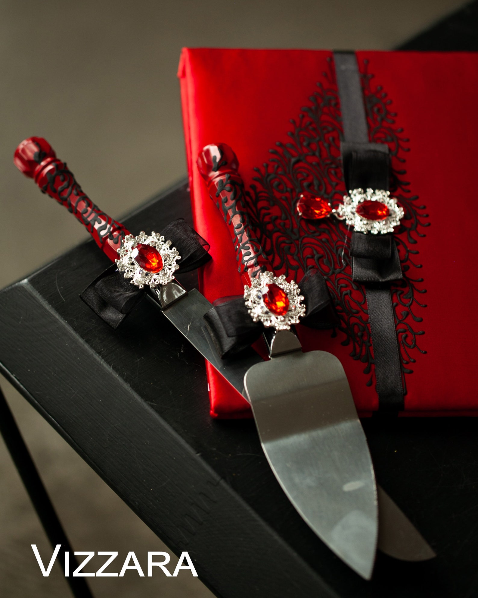 Wedding guests book Red and black weddings Personalized Guest | Etsy