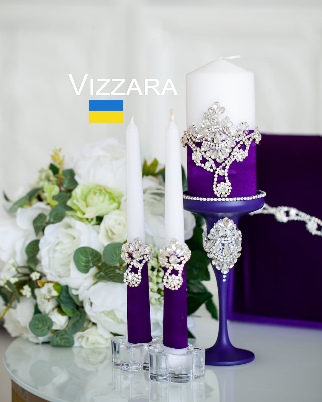 Unity Candle Sets Purple Weddings Set of 3 Unity Candles for Weddings ...